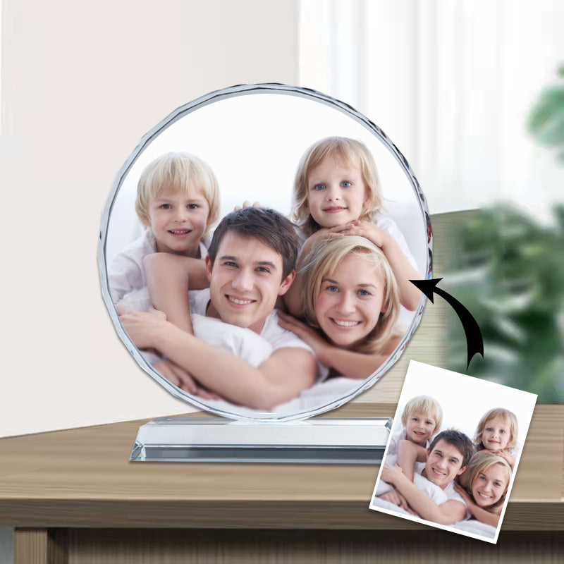 Custom Crystal Photo Frame 8cm Personalized Round Crystal Stand ...