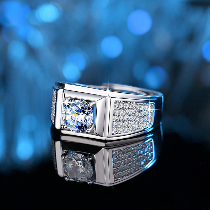 Custom S925 Silver Moissanite Diamonds Ring Personalized Dominant Men ...